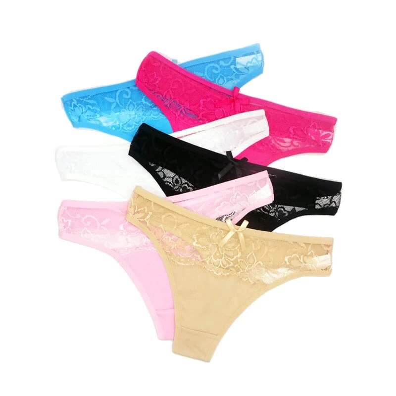 5 x Spitzen Baumwoll String Tanga Strings Wäsche Set Damen Dessous GoGo ...